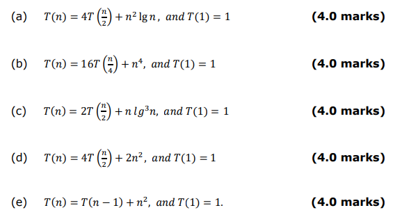 Solved For each of the following recurrence relations, | Chegg.com