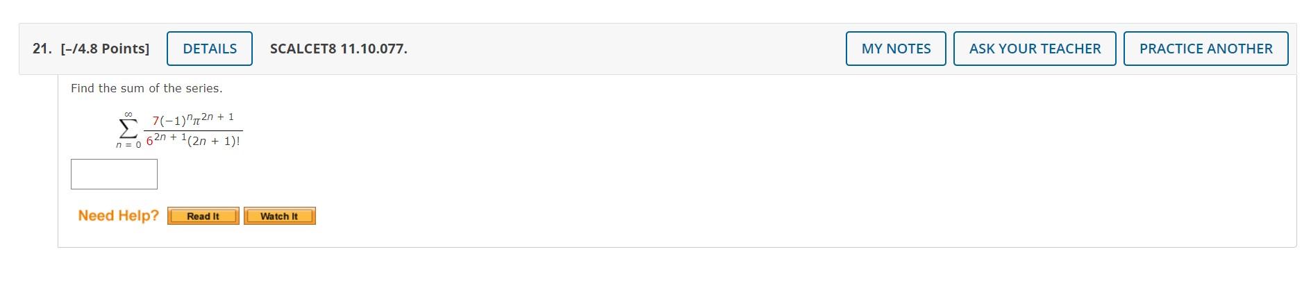 Solved 21. [-14.8 Points] DETAILS SCALCET8 11.10.077. MY | Chegg.com