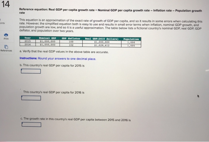 Solved 14 Reference equation: Real GDP per capita growth | Chegg.com