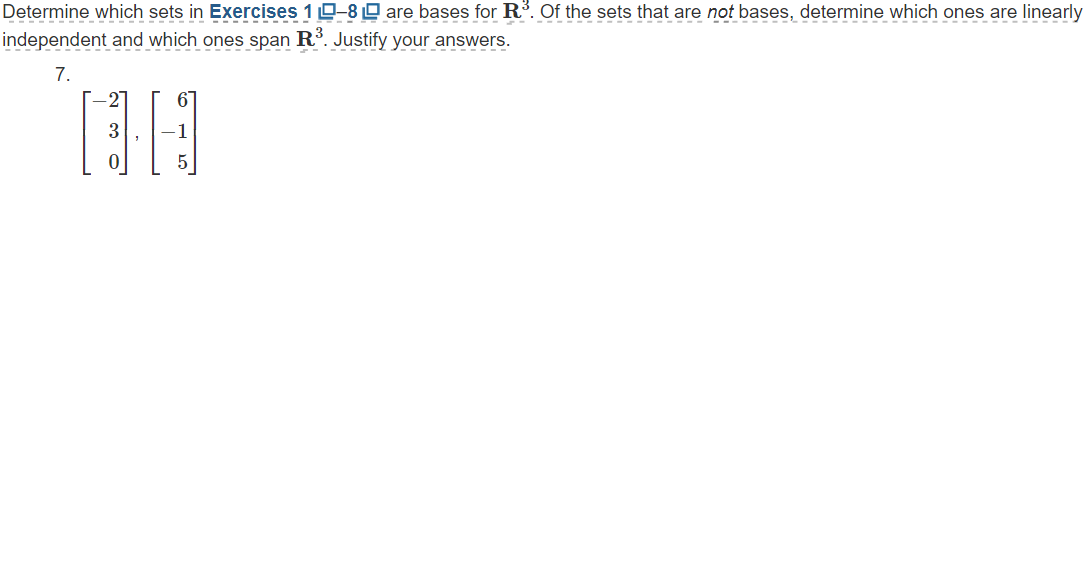 Solved )etermine which sets in Exercises 1 믄 8 ㅁ are bases | Chegg.com