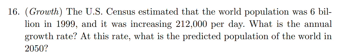Solved 16. (Growth) The U.S. Census estimated that the world | Chegg.com