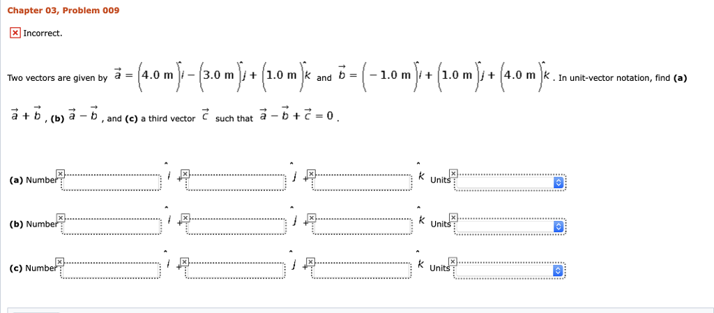 Solved Chapter 03, Problem 009 Incorrect. Two vectors are | Chegg.com
