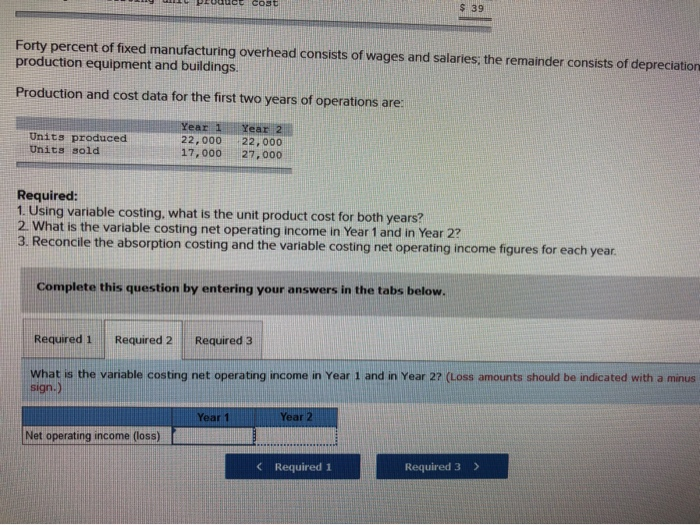 Solved Problem 6-19 Variable Costing Income Statement; | Chegg.com