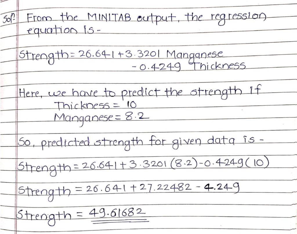sot? From the MINITAB output, the regression equation | Chegg.com