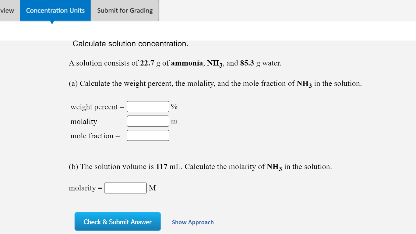 Solved view Concentration Units Submit for Grading Calculate | Chegg.com