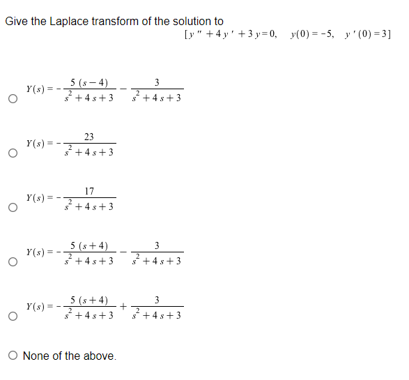 Solved Give the Laplace transform of the solution to | Chegg.com