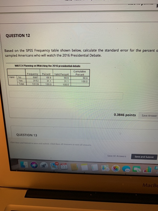 Solved Question 12 Based On The Spss Frequency Table Shown 
