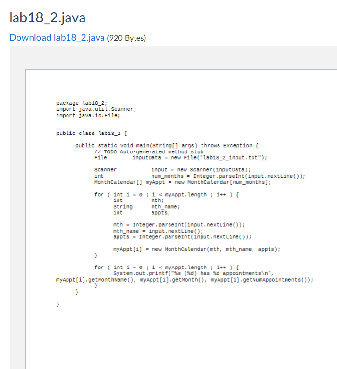 Solved - Lab01 such that lab18 2.java ↓ (along with lab18 2 | Chegg.com