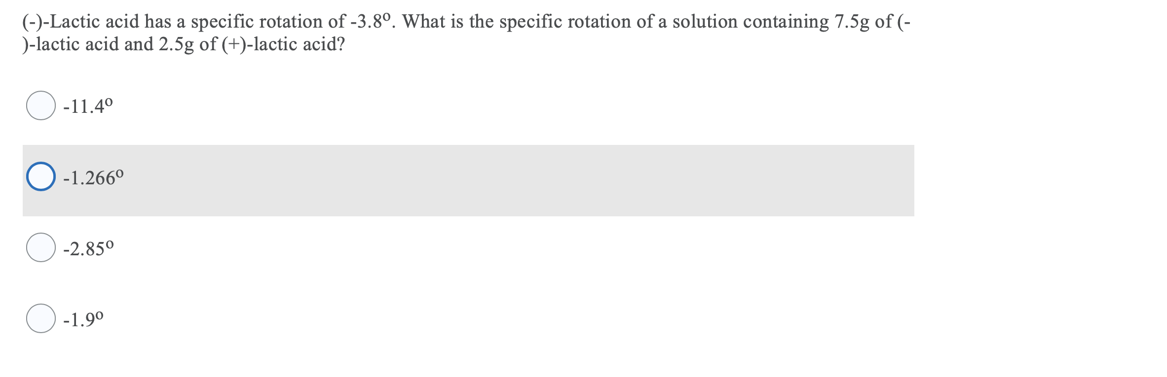 Solved (-)-Lactic acid has a specific rotation of -3.8º. | Chegg.com