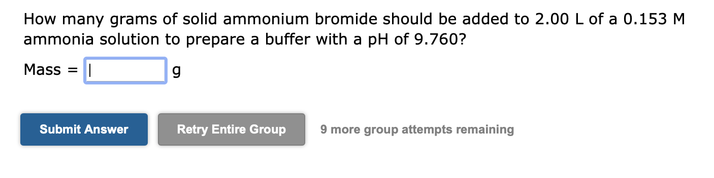 Solved How many grams of solid ammonium bromide should be | Chegg.com
