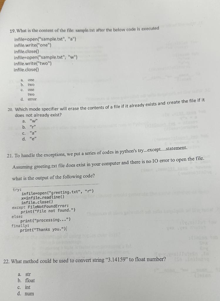 Solved 19. What is the content of the file: sample.txt after | Chegg.com