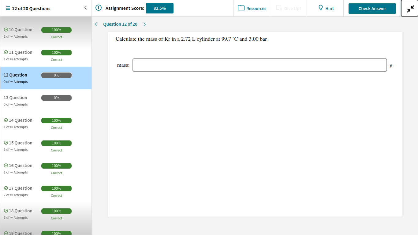 Solved 12 of 20 Questions