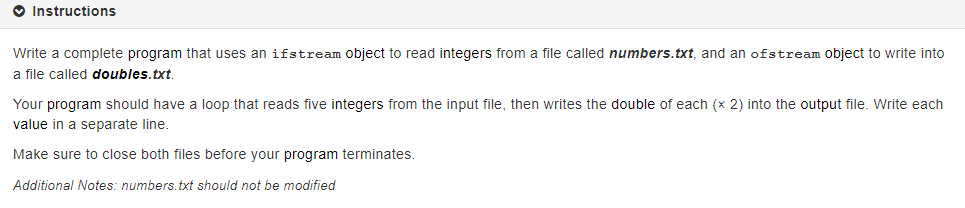 Solved Write a complete program that uses an ifstream object | Chegg.com