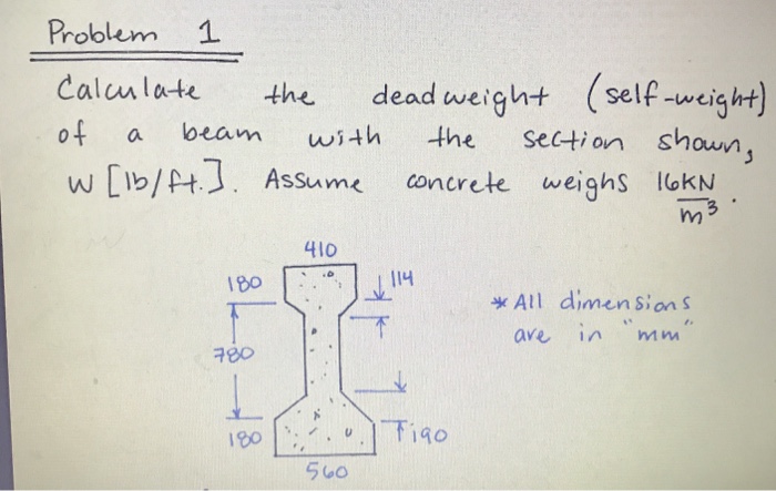 Solved Calculate the dead weight (self -weight) of a beam | Chegg.com