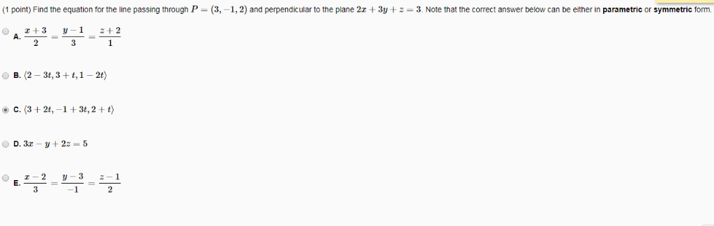 Solved 1 Point Find The Equation For The Line Passing