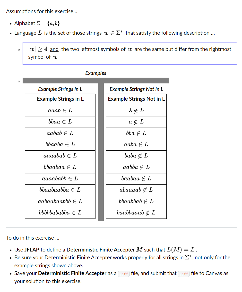Solved Assumptions for this exercise ... - Alphabet Σ={a,b} | Chegg.com