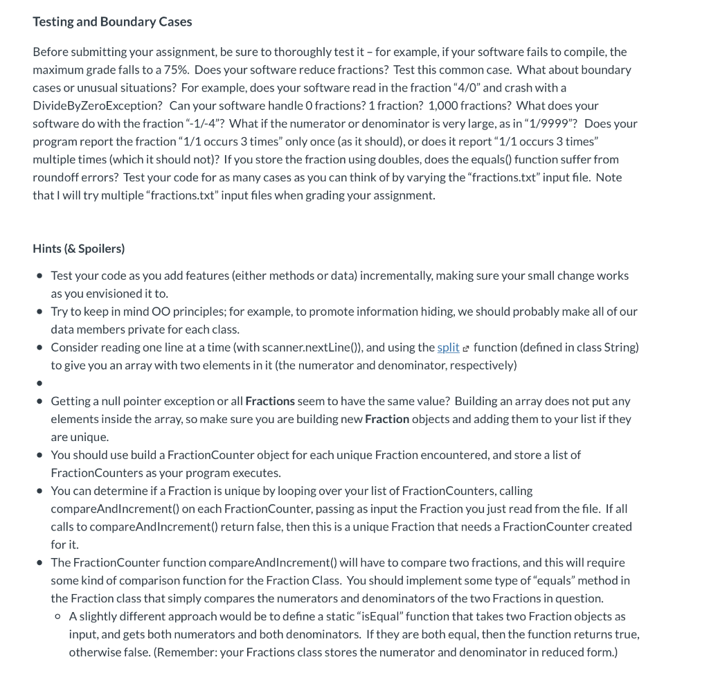 Summary Build two classes (Fraction and Fraction | Chegg.com