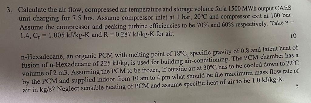 Calculate the air flow, compressed air temperature | Chegg.com