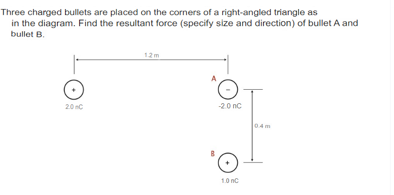 Solved Three charged bullets are placed on the corners of a | Chegg.com