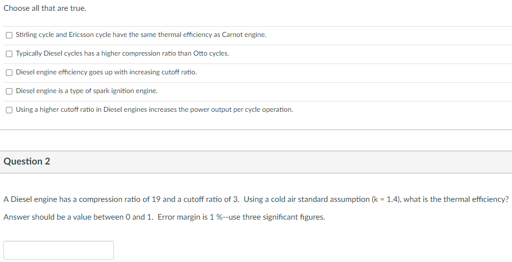 Solved Choose all that are true. Stirling cycle and Ericsson | Chegg.com