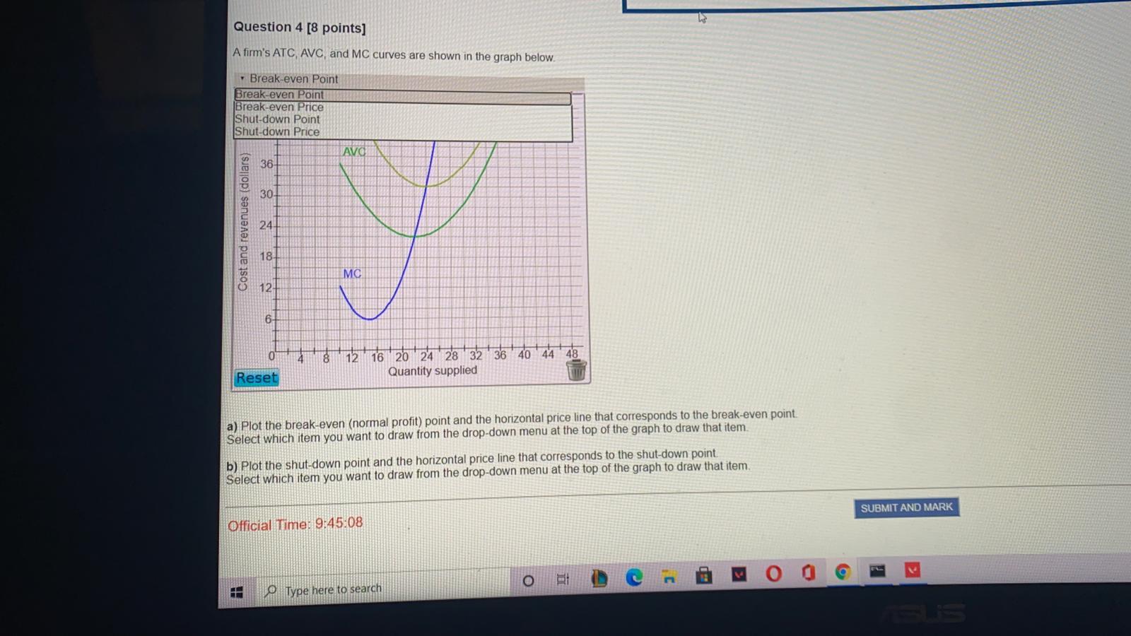 Solved Question 4 [8 points] A firm's ATC AVC, and MC curves | Chegg.com