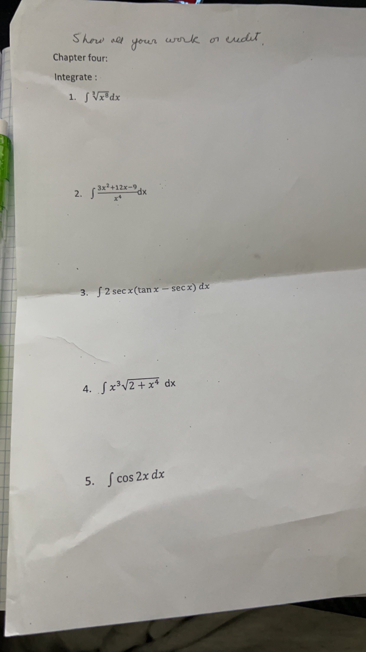 Solved Show all your workChapter | Chegg.com