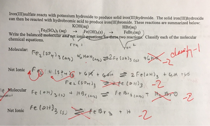 Solved Iron(II)ysulfate reacts with potassium hydroxide to | Chegg.com