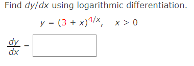 Solved Find dydx ﻿using logarithmic | Chegg.com