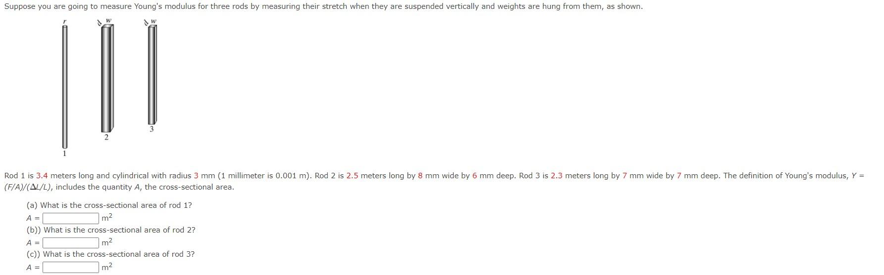 Solved Suppose you are going to measure Young's modulus for | Chegg.com