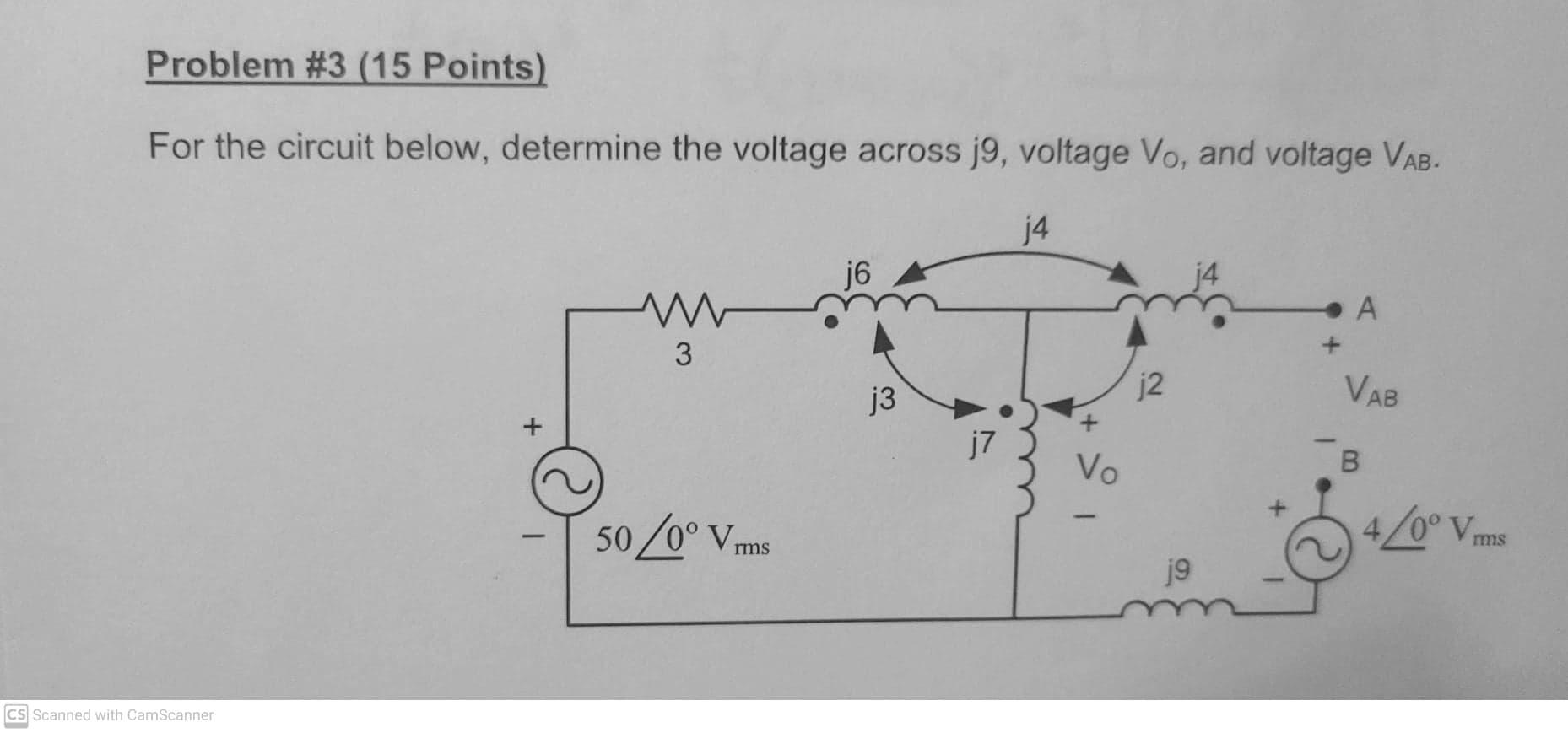 Solved Problem #3 (15 Points) For the circuit below, | Chegg.com