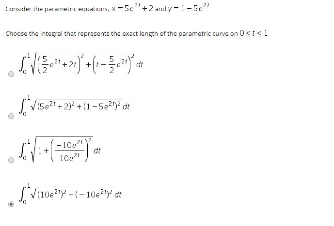 Solved Consider the parametric equations, X =5e2+ + 2 and | Chegg.com