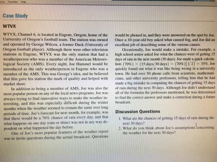 Solved o to Favorites Help Case Study WTVX WTVX, Channel 6, | Chegg.com