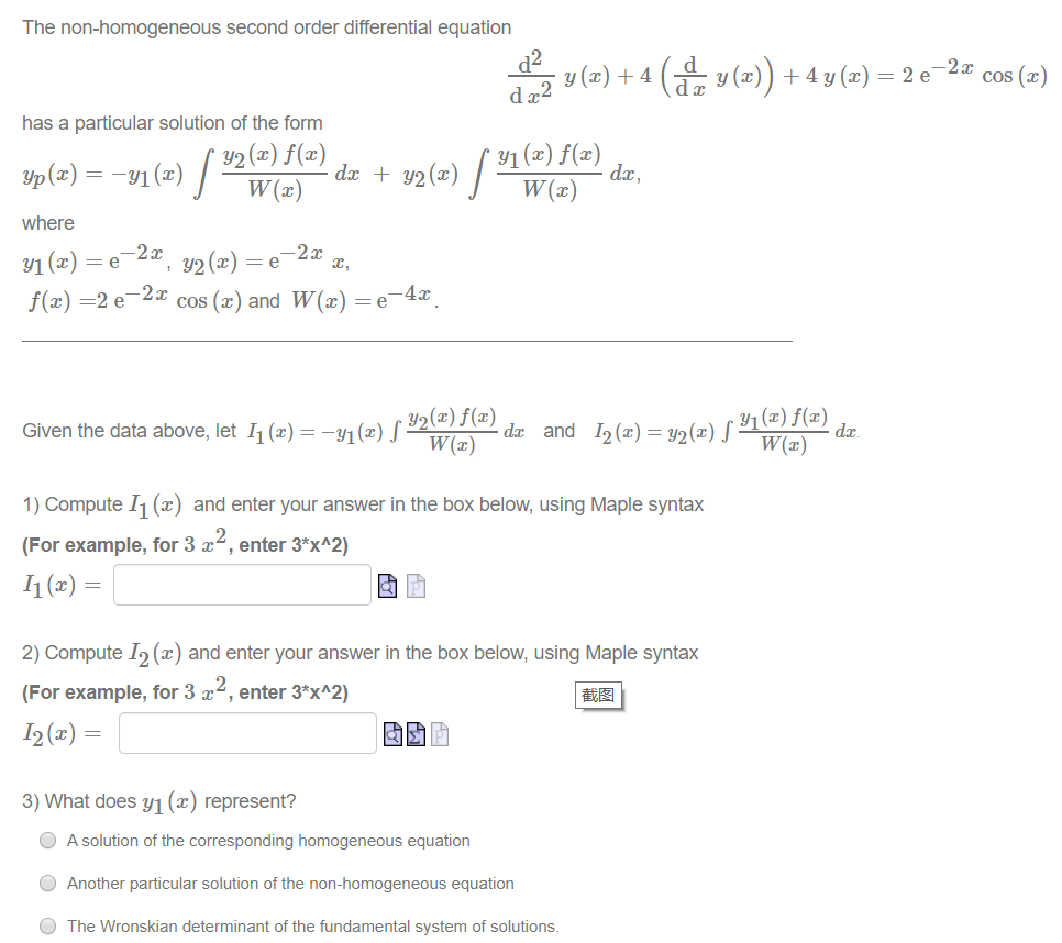 Solved The non-homogeneous second order differential | Chegg.com