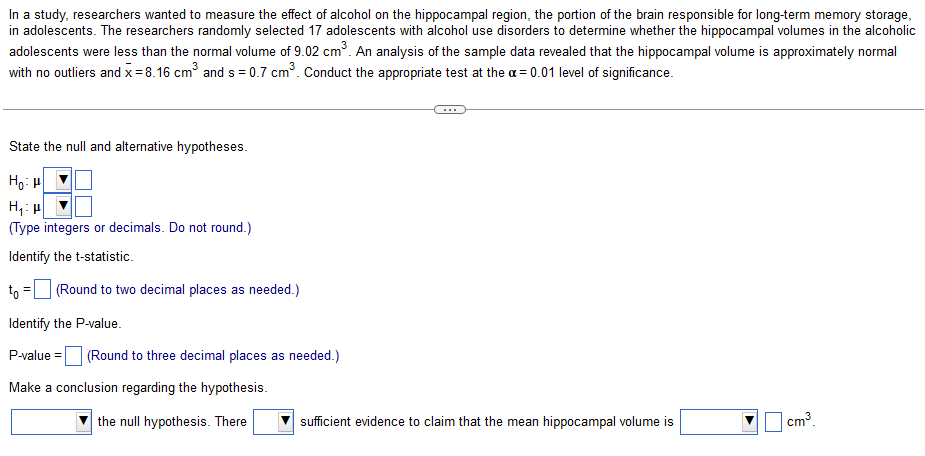 Solved Drop down menu for the conclusion. Reject, Fail to | Chegg.com