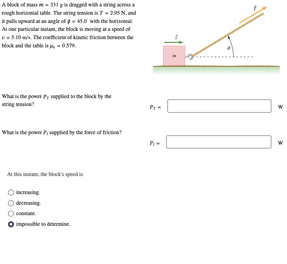 Solved A block of mass m=331 g is dragged with a string | Chegg.com