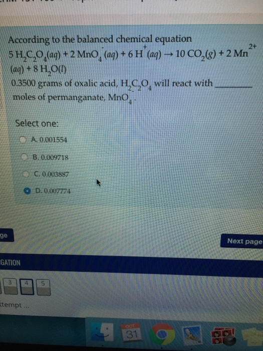 Solved According to the balanced chemical equation 5 | Chegg.com