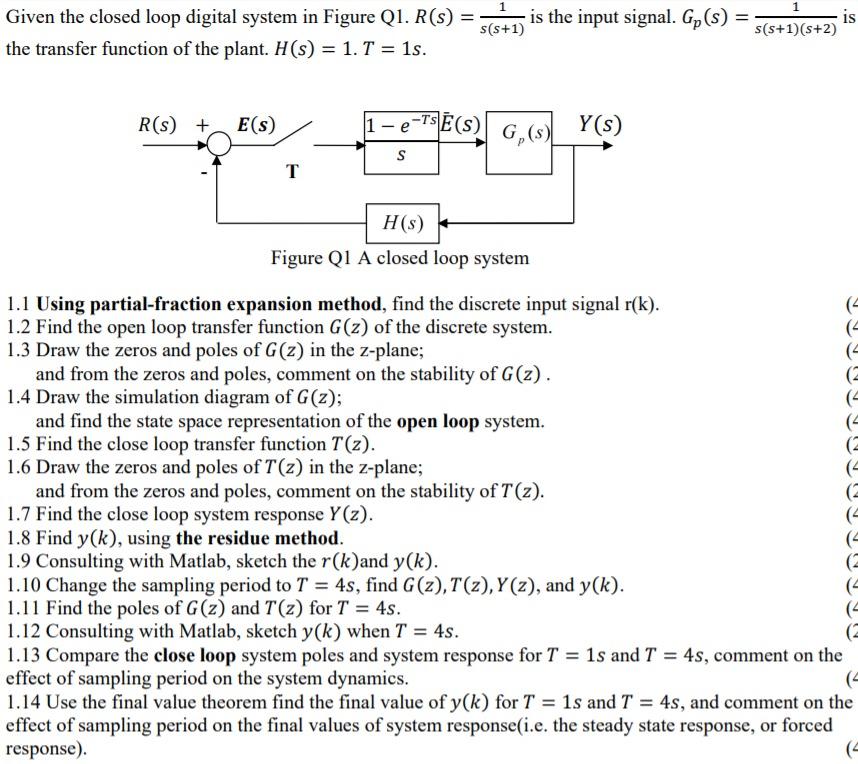 Solved 1 1 is the input signal. Gp(s) = is Given the closed | Chegg.com