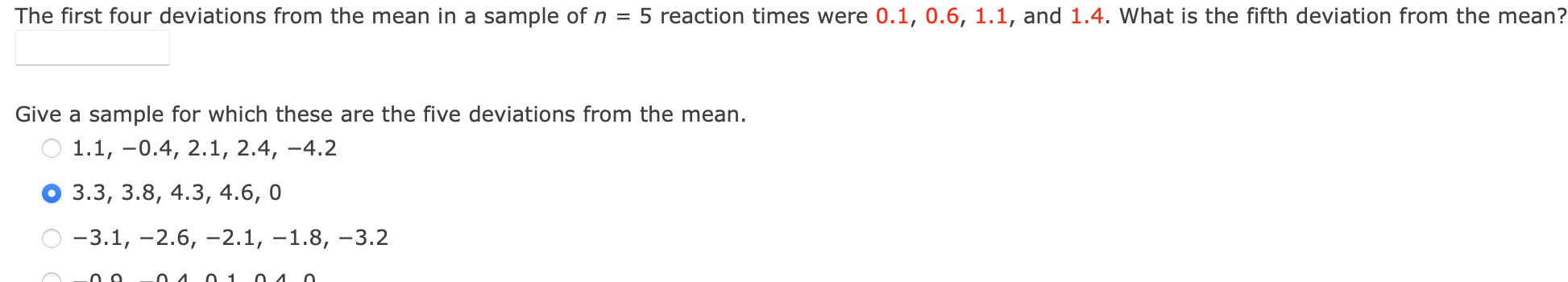 Solved The first four deviations from the mean in a sample | Chegg.com