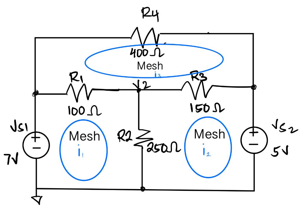Solved Derive the mesh equations for the three meshes shown | Chegg.com
