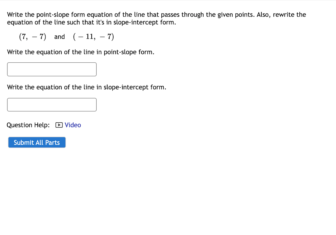 Solved Write the point-slope form equation of the line that | Chegg.com