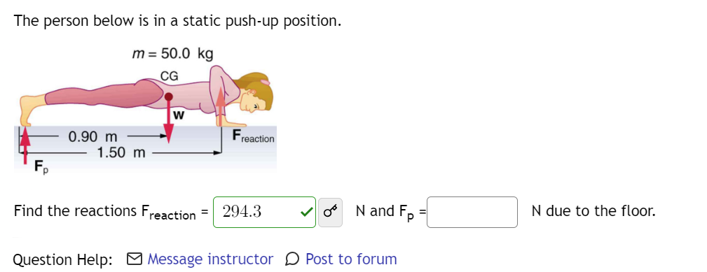 Solved The person below is in a static push-up position.Find | Chegg.com