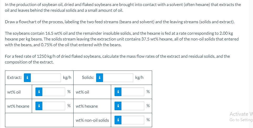Solved In the production of soybean oil, dried and flaked | Chegg.com