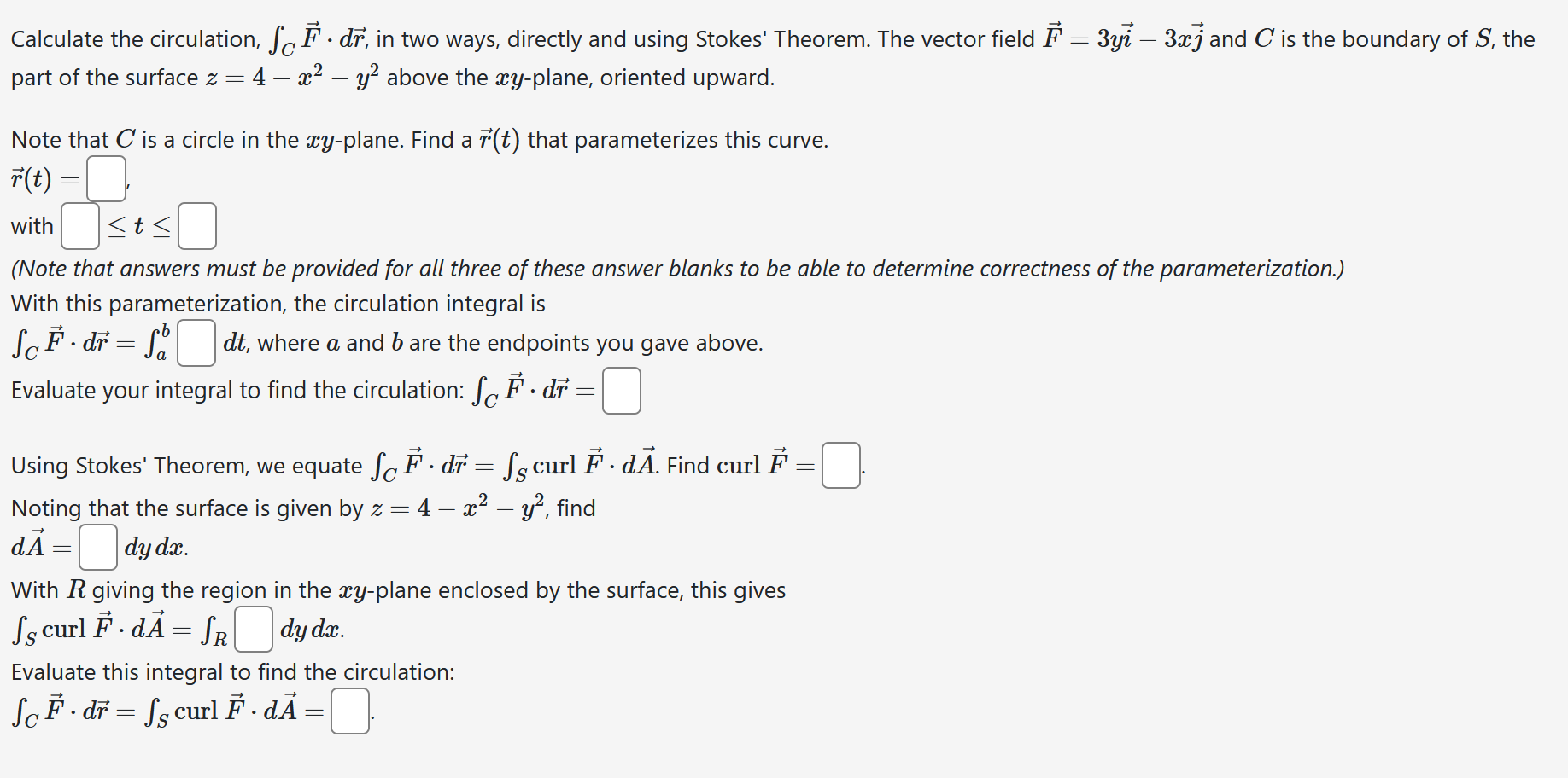 Solved Calculate the circulation, ∫CF⋅dr, in two ways, | Chegg.com