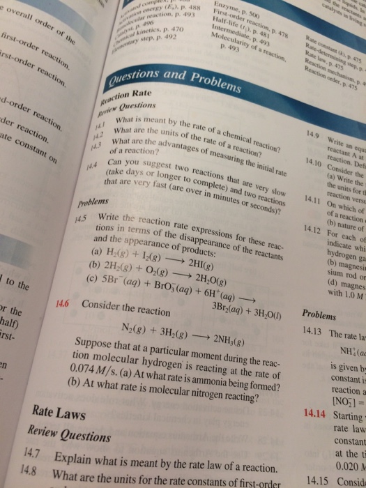 Solved write the rate expression for these reactions in | Chegg.com
