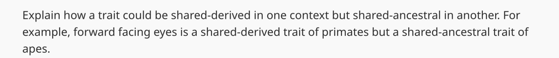 Explain how a trait could be shared-derived in one | Chegg.com