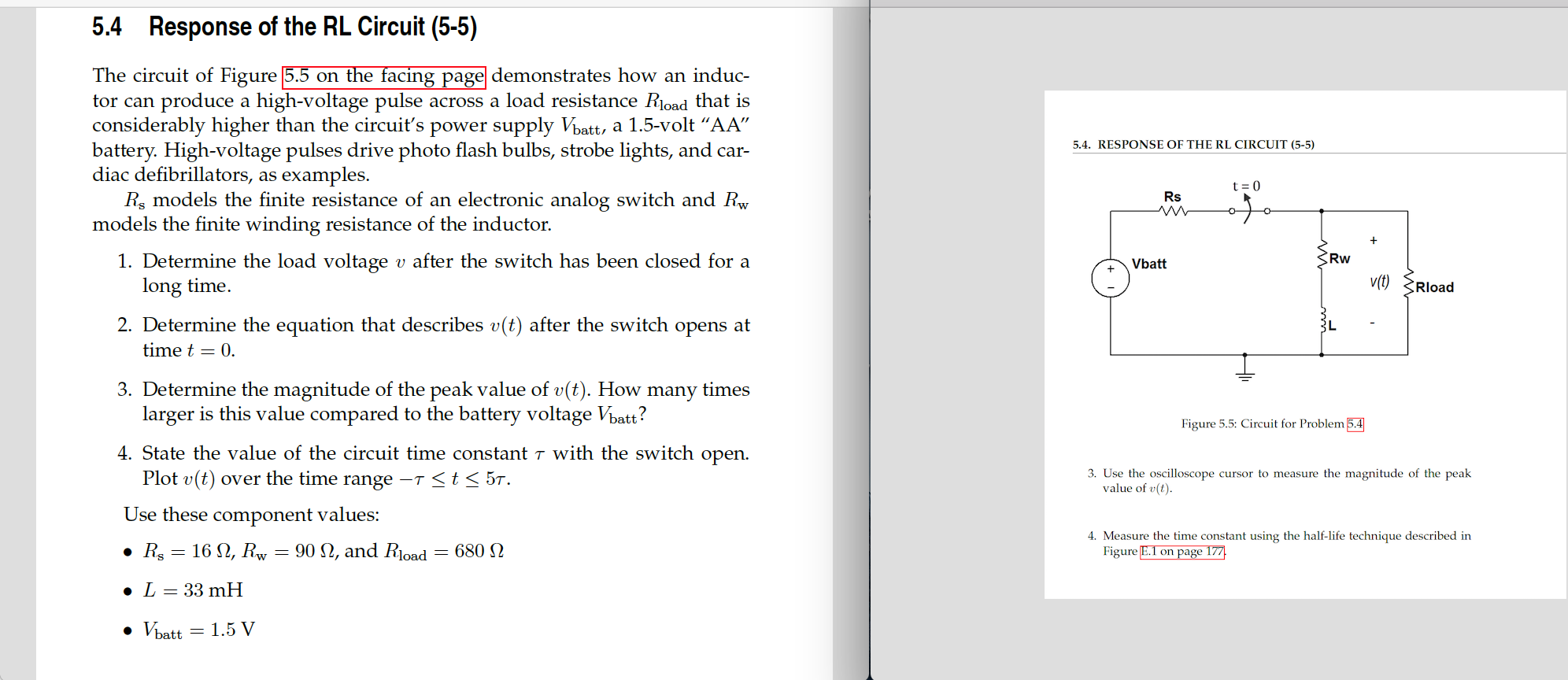Solved 5.4 Response of the RL Circuit (5-5) The circuit of | Chegg.com