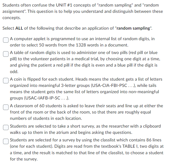 Solved Students often confuse the UNIT \#1 concepts of | Chegg.com
