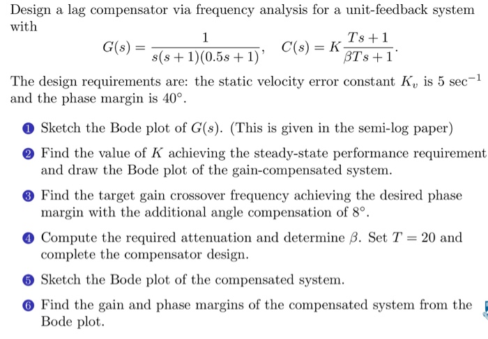 Solved Design a lag compensator via frequency analysis for a | Chegg.com