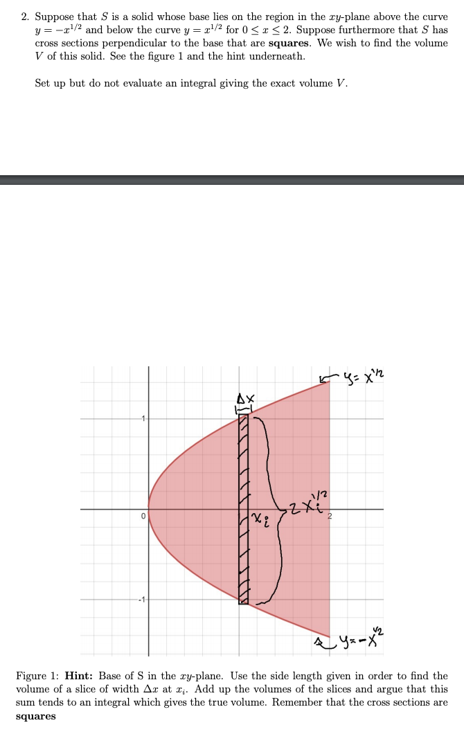 Solved 2. Suppose that S is a solid whose base lies on the | Chegg.com