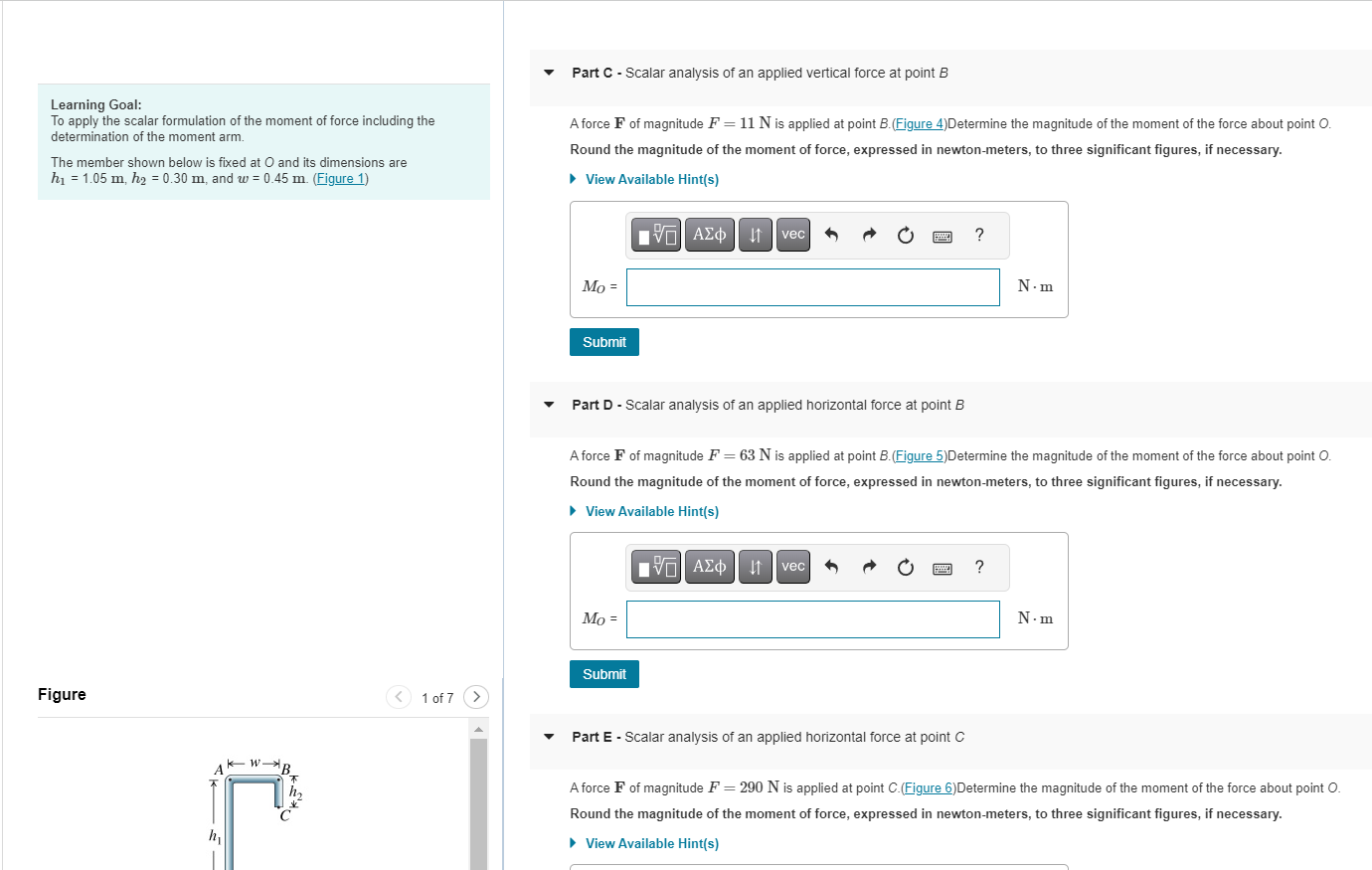 Solved Part A - Scalar analysis of an applied horizontal | Chegg.com